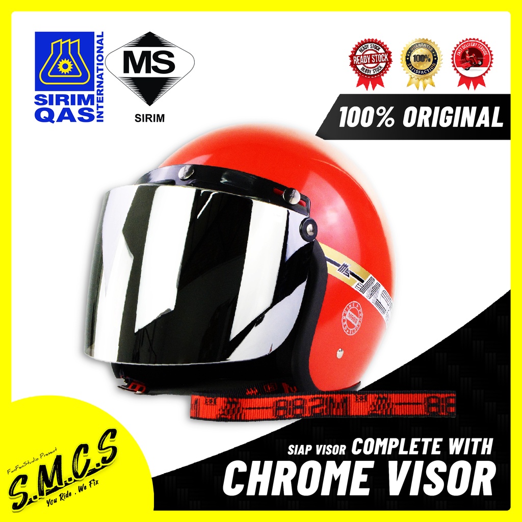 MS88 Helmet SIAP Visor Chrome MS Tali Tulisan Merah 𝟭𝟬𝟬%𝗢𝗥𝗜𝗚𝗜𝗡𝗔𝗟 Sirim ...