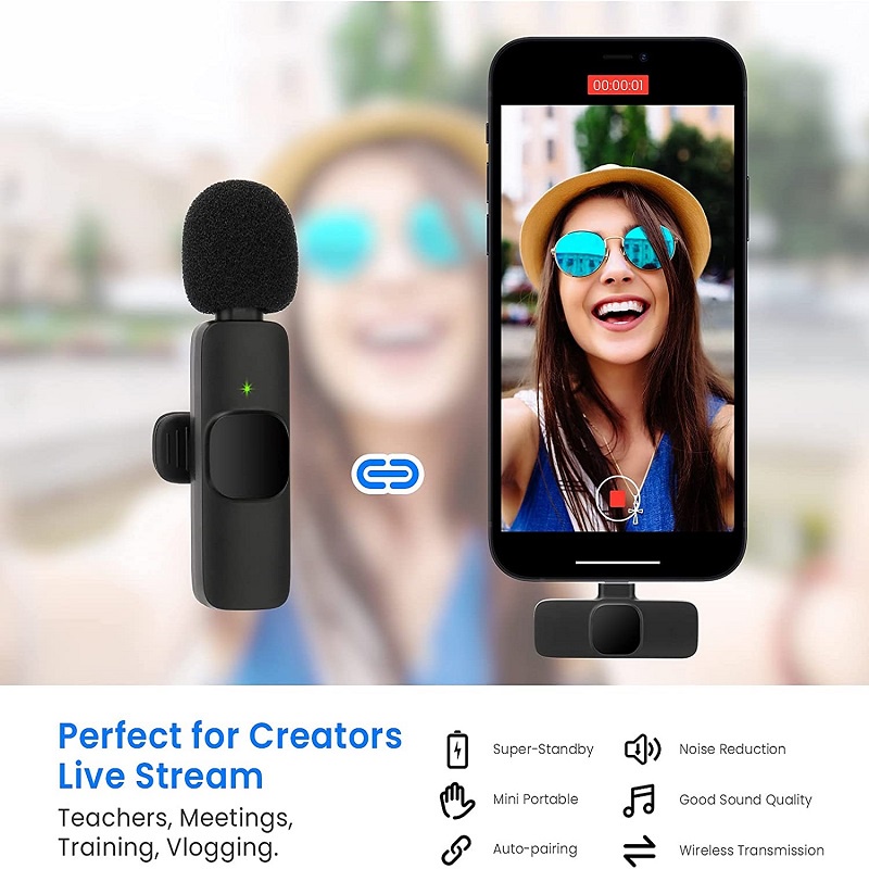 SPRISE Wireless Lavalier Microphone USB Noise Cancelling Mini ...
