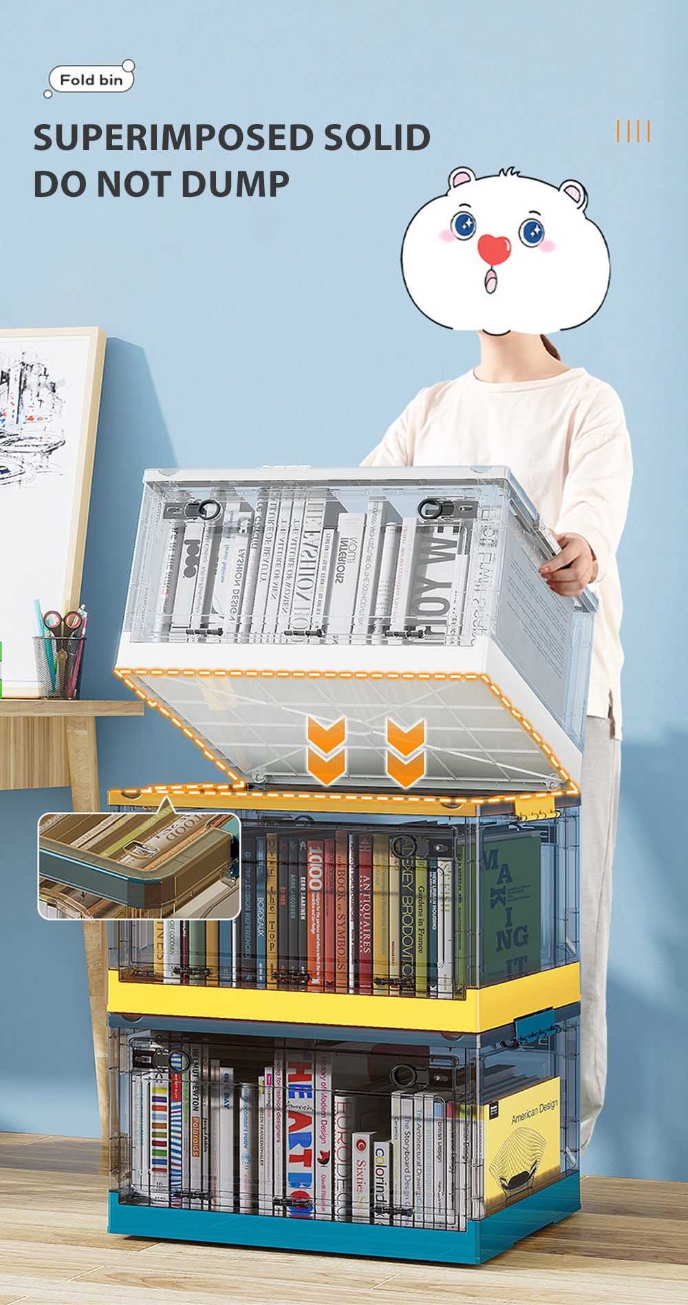 HP SO024 Collapsible Transparent Plastic Storage Box Front Open Door ...