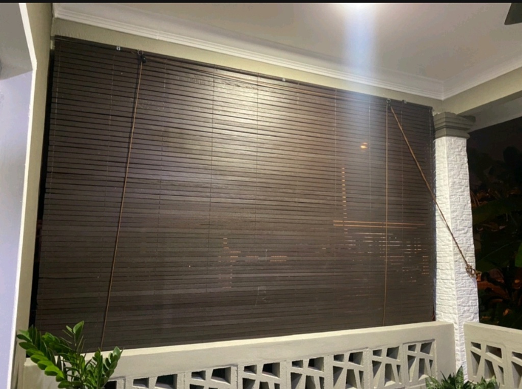 Wood Blind 8' (W) X 4' (H) - 12' (H) Bidai Kayu Meranti Solid Wood Premium Curtain Outdoor ...