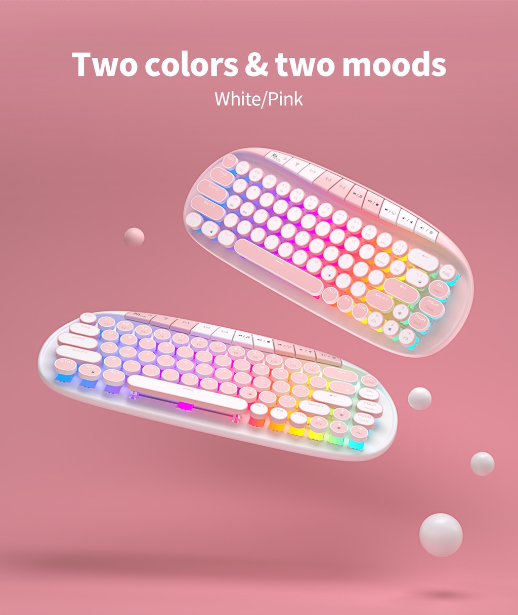 RK ROUND RK Royal Kludge 68 Key Tri-mode RGB Wired Bluetooth 2.4G ...