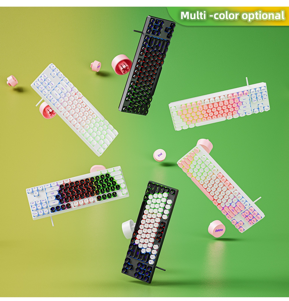 DARK ALIEN DK100 Punk Keys 87 Keys Wired Gaming Keyboard Led Light ...