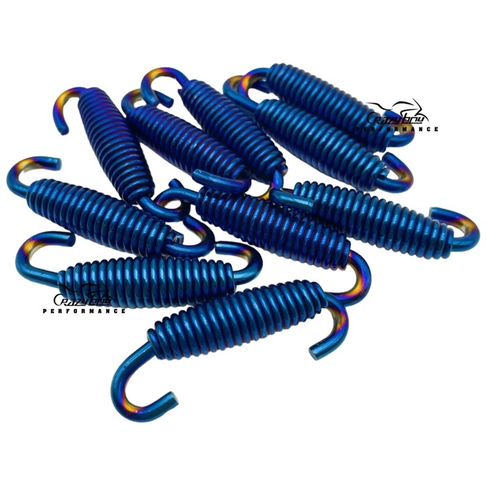 EXHAUST PIPE SPRING STAINLESS STEEL UNIVERSAL TITANIUM BLUE / GOLD ...