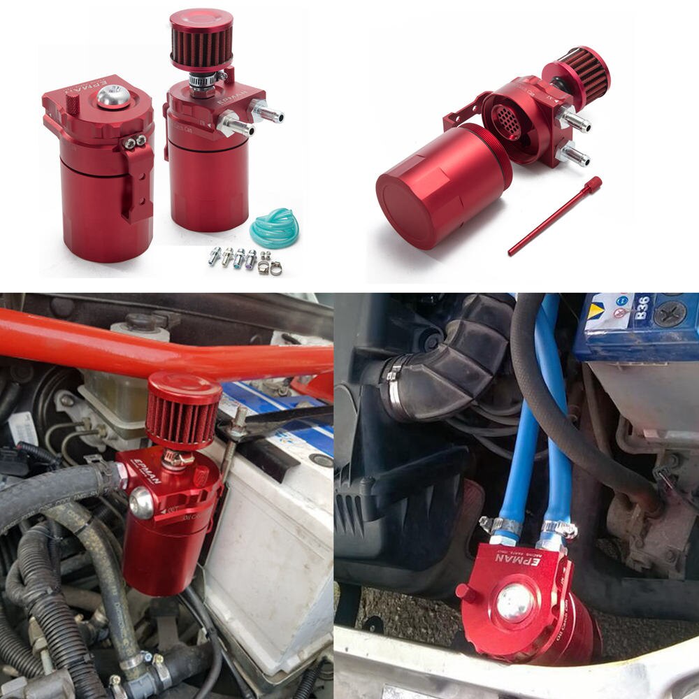 Car Aluminum Reservoir Oil Catch Can Tank Baffled Reservoir With Filter ...