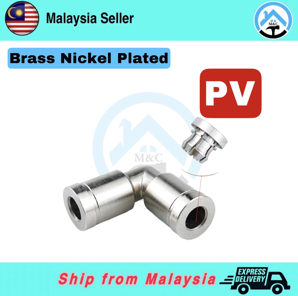 [ Metal ] PV 4,6,8,10,12mm, Pneumatics One-Touch Air Fitting Union Elbow join Type, Pneumatic ...