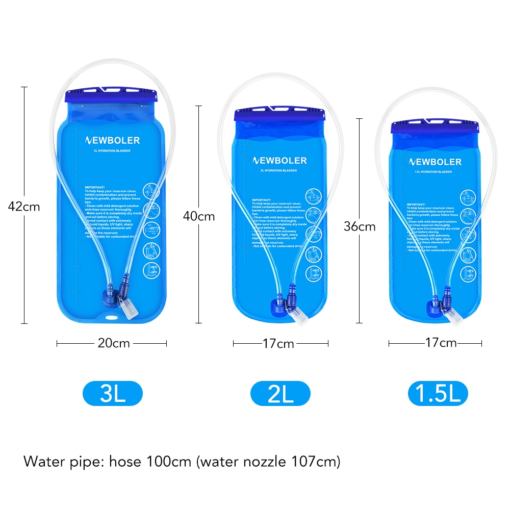 Newboler 1.5L 2L 3L Water Bladder Portable Water Bag TPU BPA-Free ...