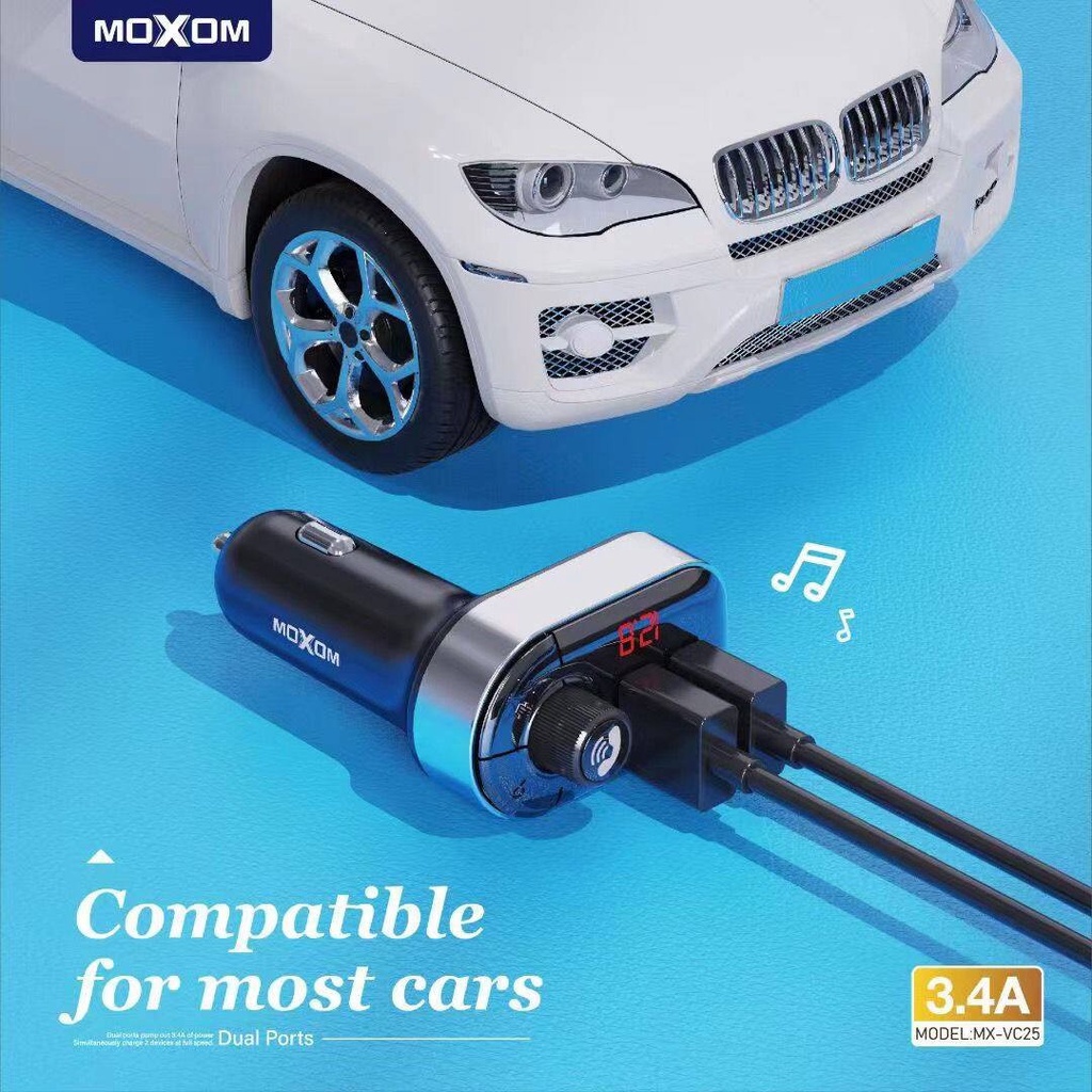 Original Moxom MX-VC25 Wireless MUSIC Dual Ports Car MP3 Player Charger ...