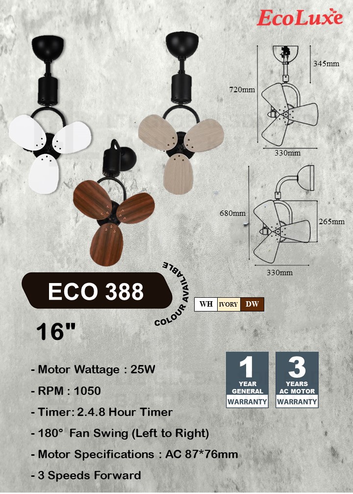 [Ready Stock] DEKA MDC3 MS16 MDC168 MS20 ECO388 ECO688 Ceiling Fan with ...