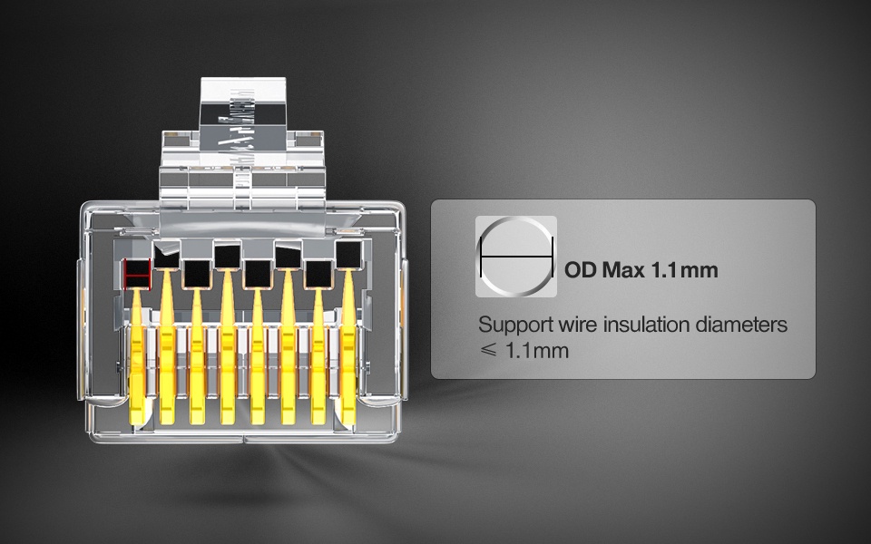 AMPCOM RJ45 CAT6 Shielded Modular Plug Connector 8P8C Crimp End Cable ...