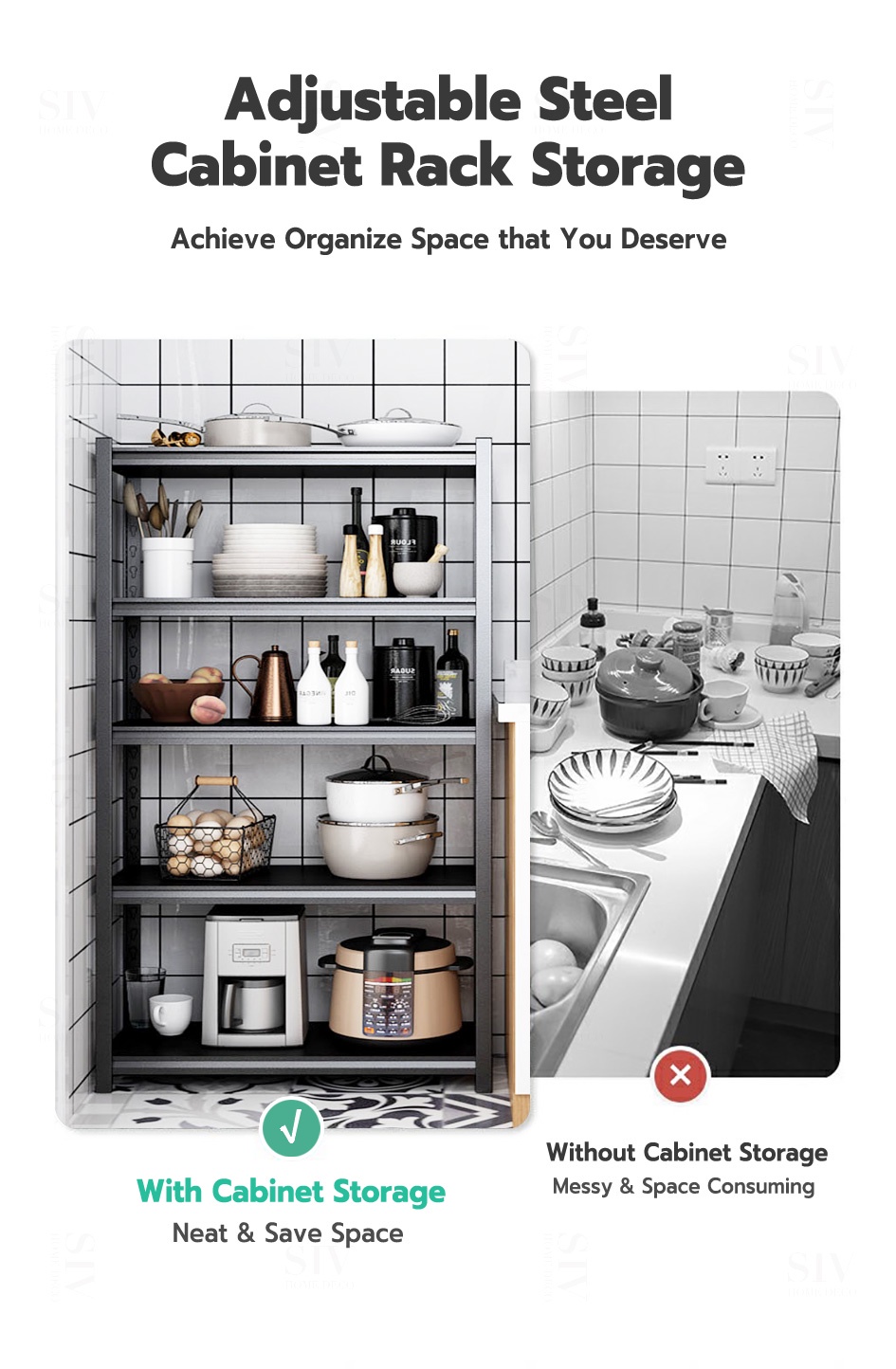 【Extra Strong】SIV Boltless Steel Rack Multipurpose Rack Rak Besi Dapur ...