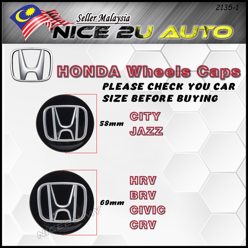 Honda 58mm/69mm City Jazz Civic HRV BRV CRV Sport Rim Centre Cap ...