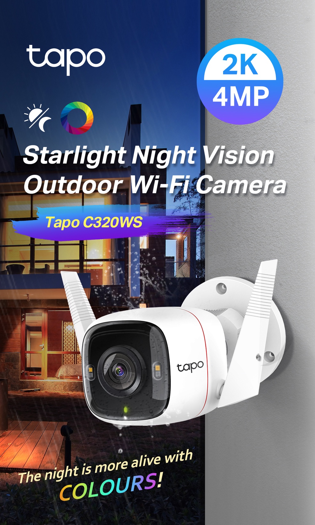TP-Link Tapo TC65 C310 / C320WS / C325WB | 2K/4MP Full Color Night ...