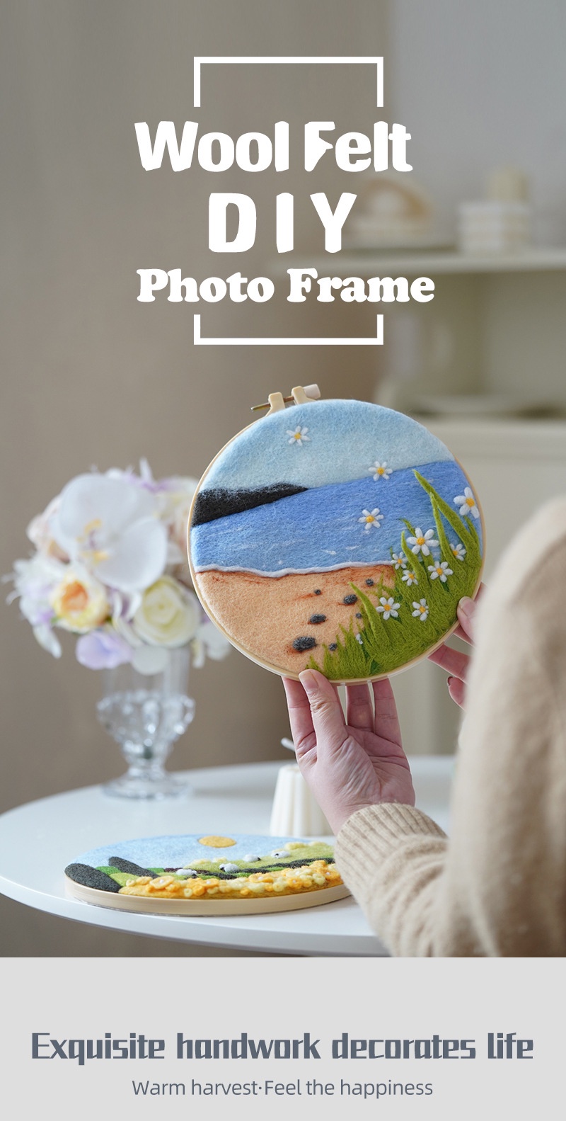 Wool Felt Kit / Needle Felt Kit Embroidery Set / DIY Cross Stitch ...