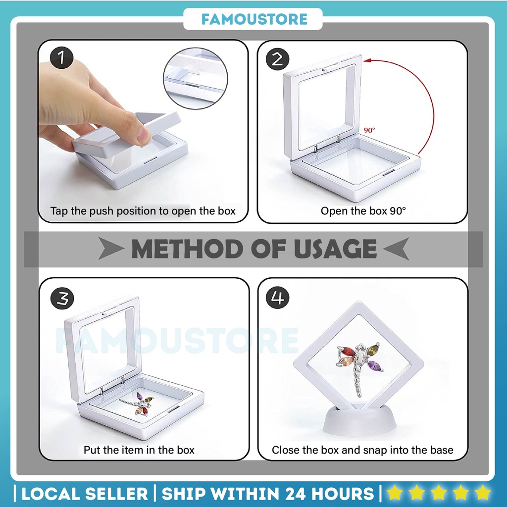 3D Jewellery Box Suspension Dustproof Transparent Jewelry Storage Box ...