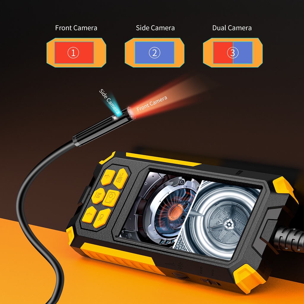 4.5 inch IPS Screen Dual Lens Industrial Endoscope 2.0 MP Bore Scope ...
