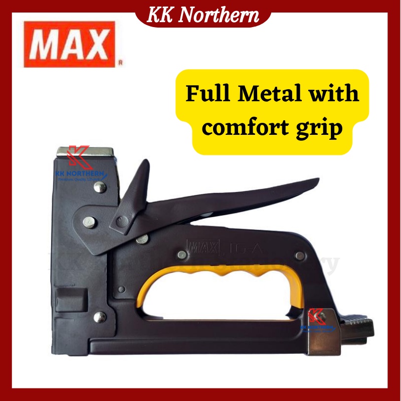 MAX Gun Tacker Black Steel Stapler Gun Heavy Duty Big Hand Stapler Nail ...