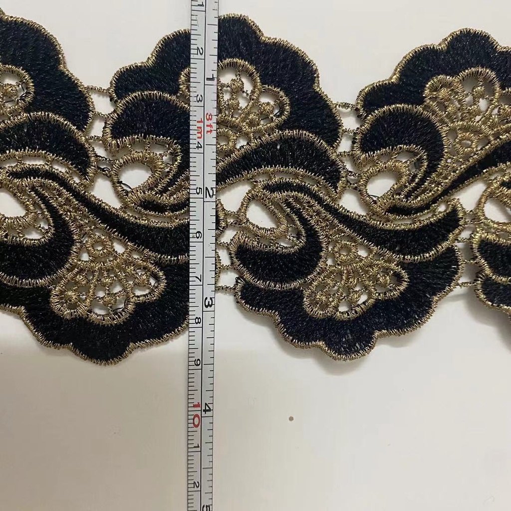 1 Meter Price Black Flower Embroidered Lace Fabric Lace Trim Ribbon ...