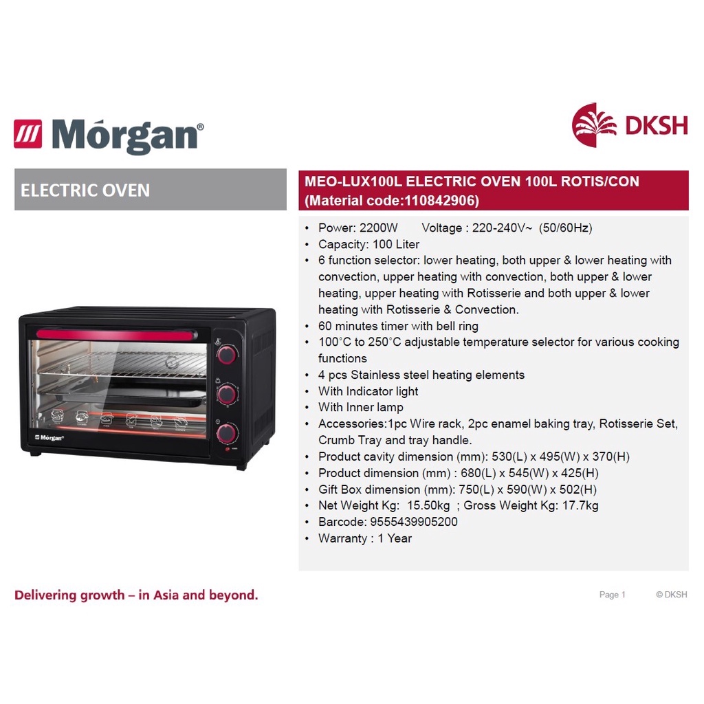 Morgan 100L Electric Oven MEO-LUX100L | Shopee Malaysia