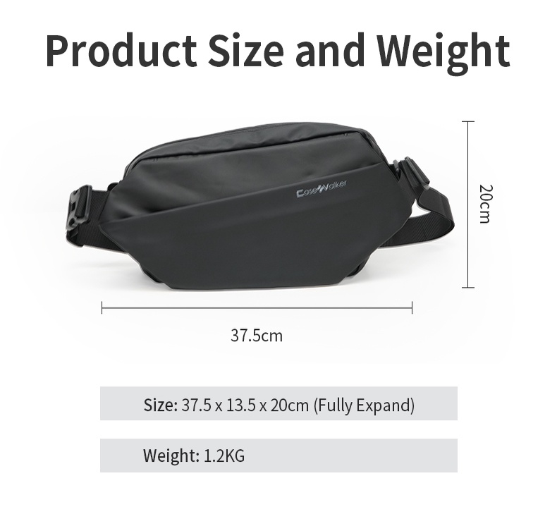 Case Valker Venture Sling Bag PU Crossbody Chest Bag YKK Zipper Water ...