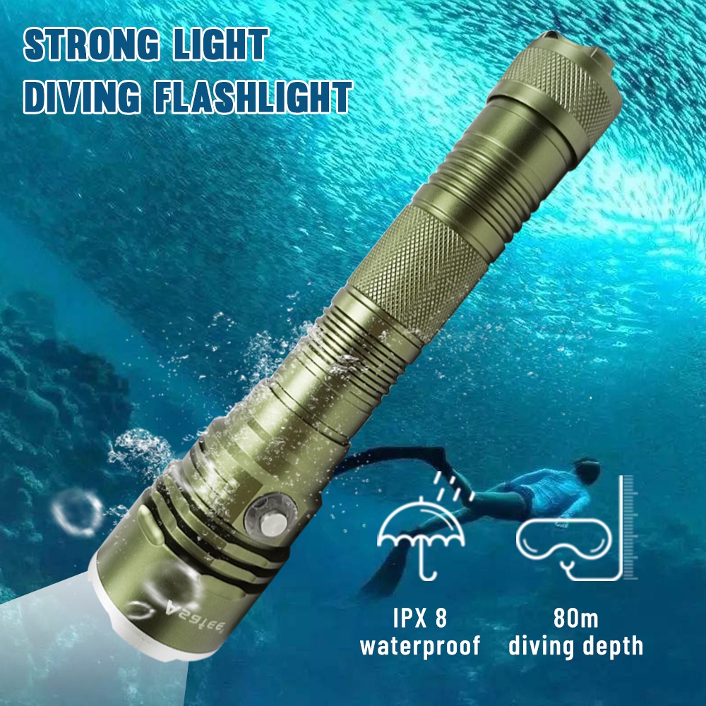 Asafee 2200LM A18 XHP70 LED Ultra powerful light diving flashlight ...