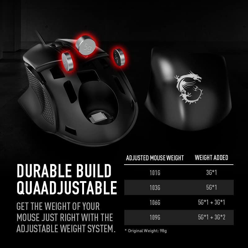 MSI Clutch GM20 Elite RGB Wired Gaming Mouse with Omron Switch, Optical ...