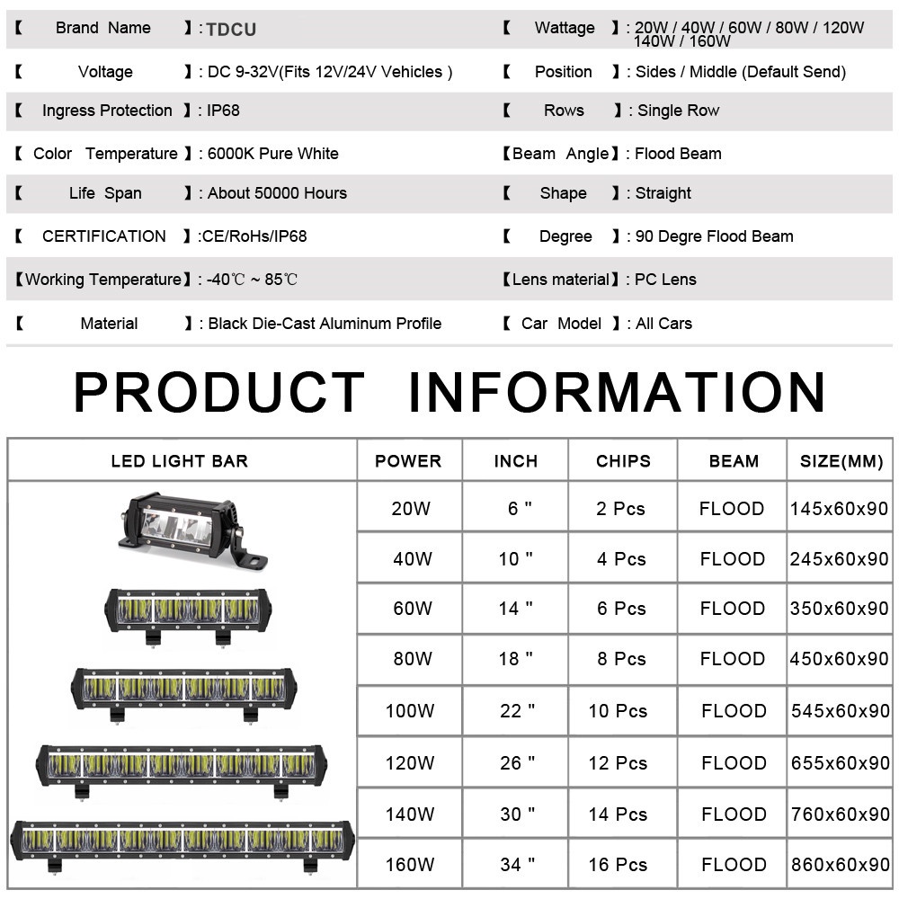 12V 24V 9D Super bright offroad car LED light bar white/yellow auto ...