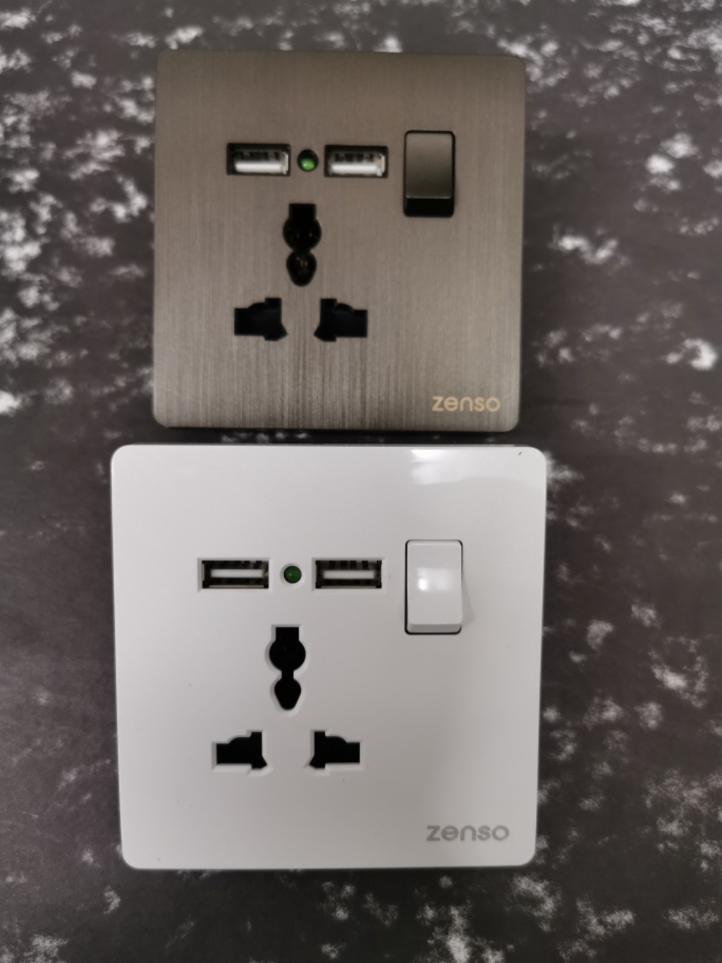 Zenso Grande 13A Universal Switch Socket Outlet +USB X2 Hairline Black ...