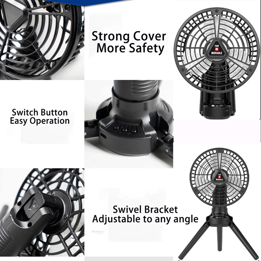 Kimviento 10400mah Camping Fan with Light Portable Outdoor Rechargeable ...