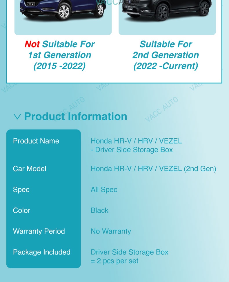 Honda HRV 2022-2025 Driver Side Storage Box Coin Box Organizer Tray For ...