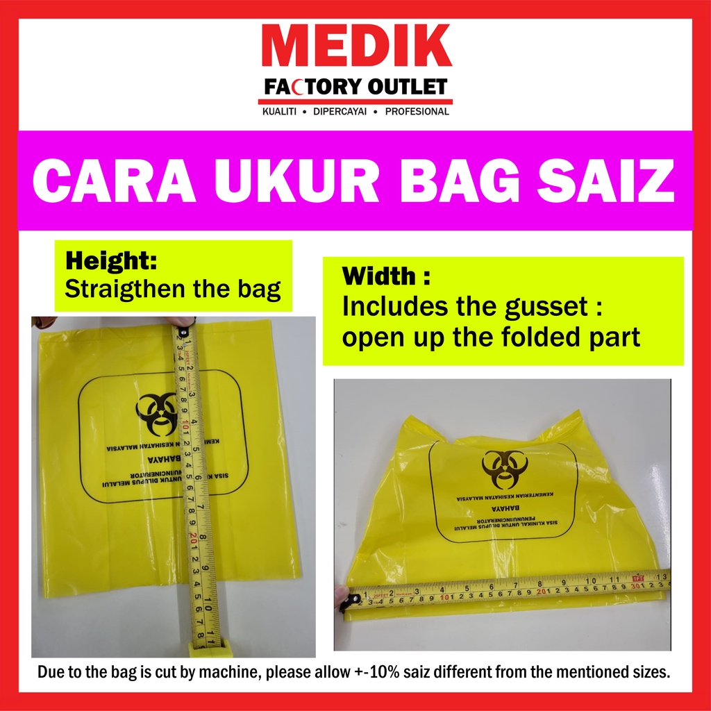 Biohazard Bag for Clinical Waste Yellow Plastic Bag (2.5L/5L/10L/30L ...