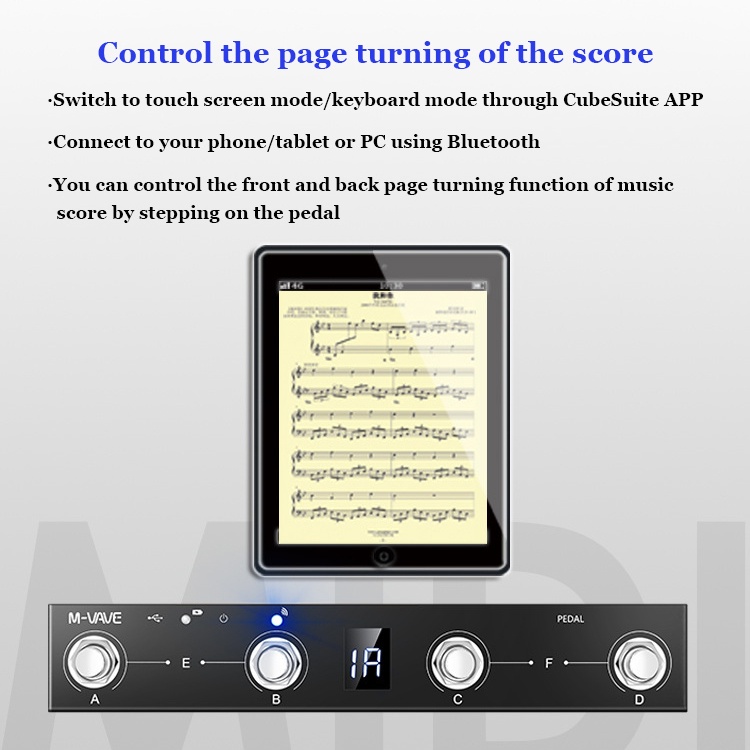 Bluetooth Wireless Midi Controller Chocolate 4 Footswitch Supports Usb Midi Foot Controller