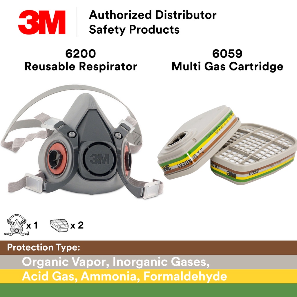 3M 6200 Reusable Respirator Set – 6051 OV / 6057 OV&AG/ 6059 MultiGas ...