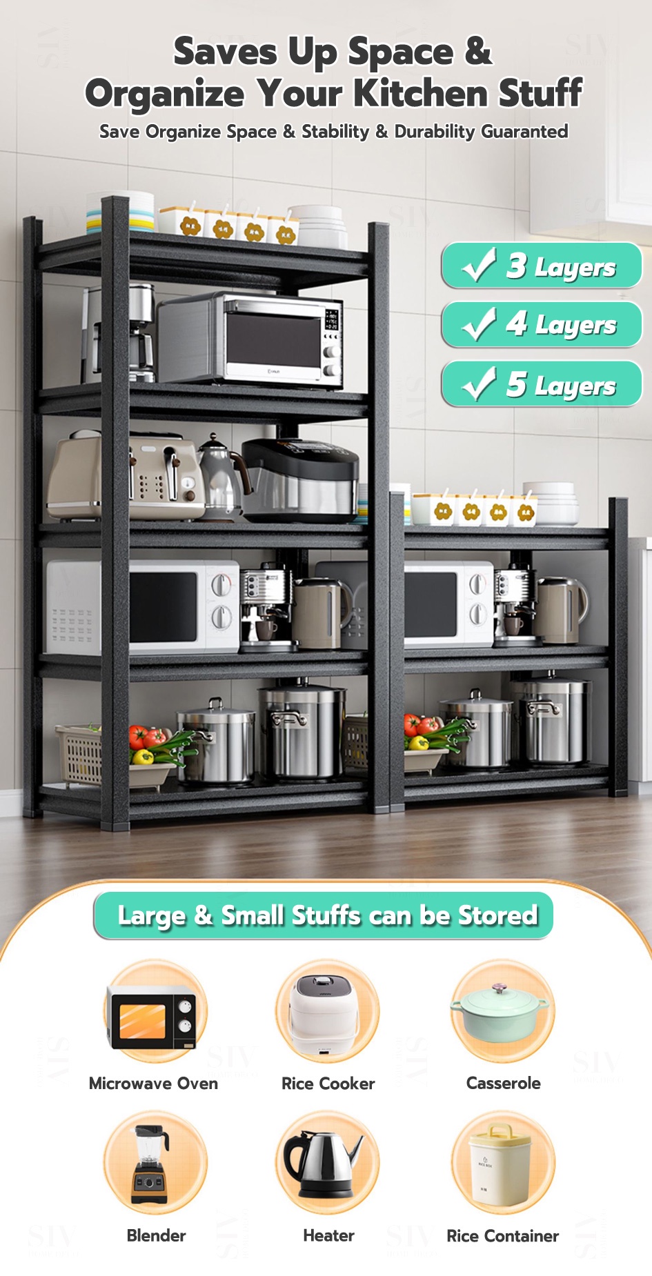 【Extra Strong】SIV Boltless Steel Rack Multipurpose Rack Rak Besi Dapur ...