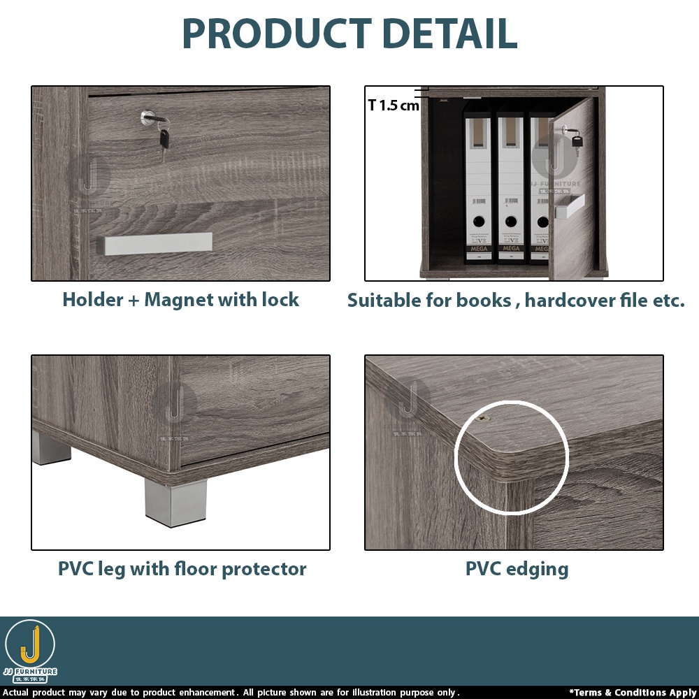 [JJ Furniture DIY] Naomi Storage Shelf with Lock File Cabinet Bookshelf ...