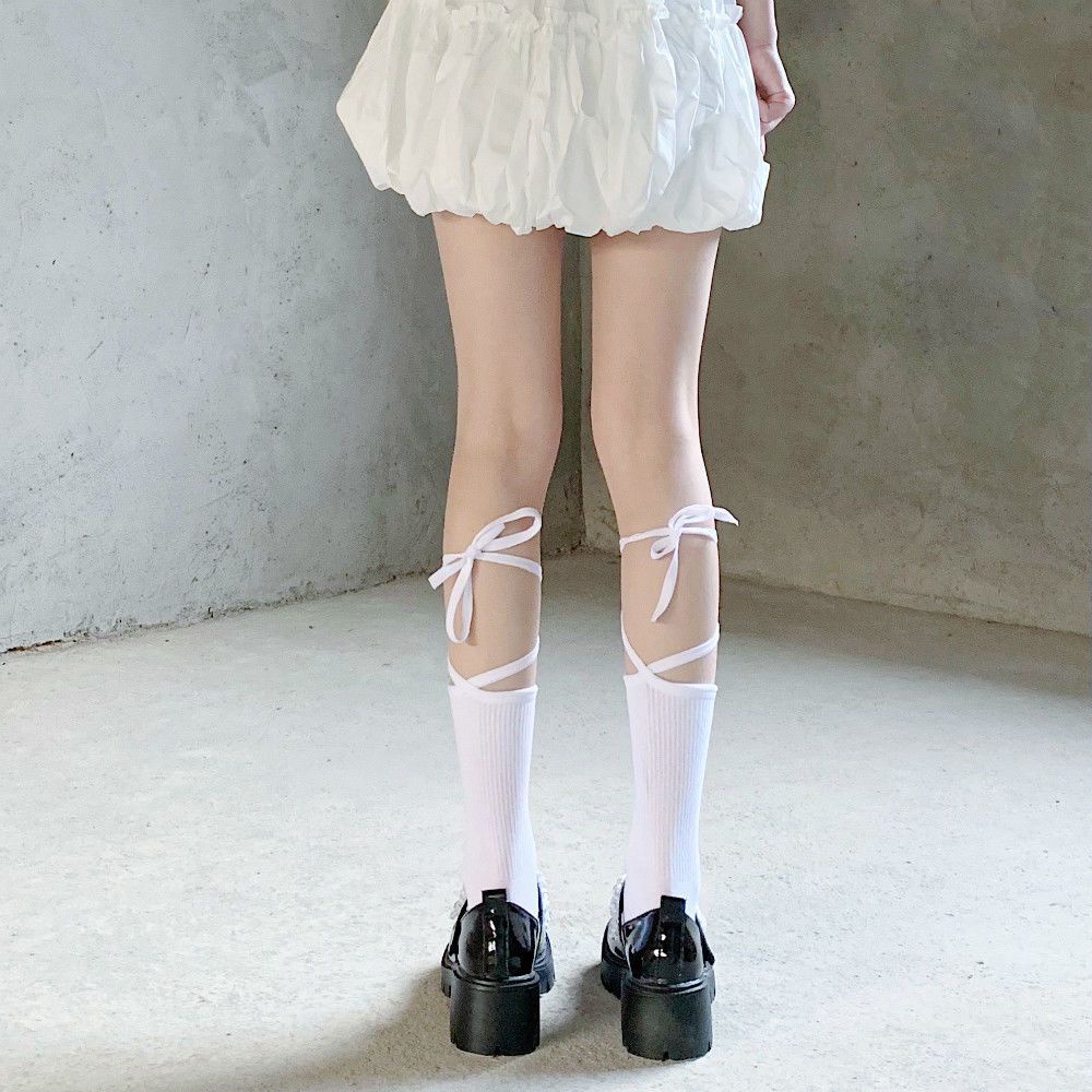 Lolita Stockings Bandage Long Knee Socks Female Japanese jk socks tied ...