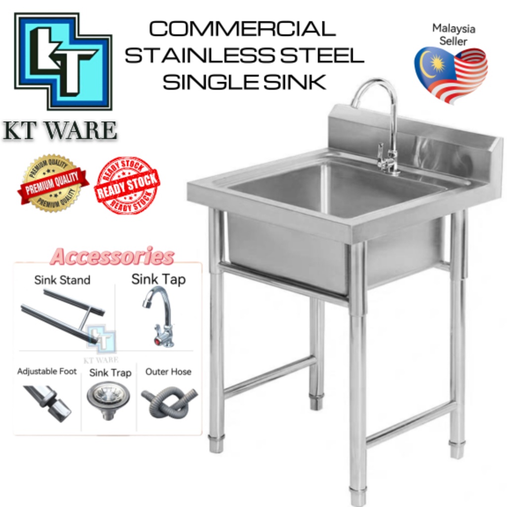 KT WARE Stainless Steel Single Bowl Sink with Stand sinki berkaki steel ...