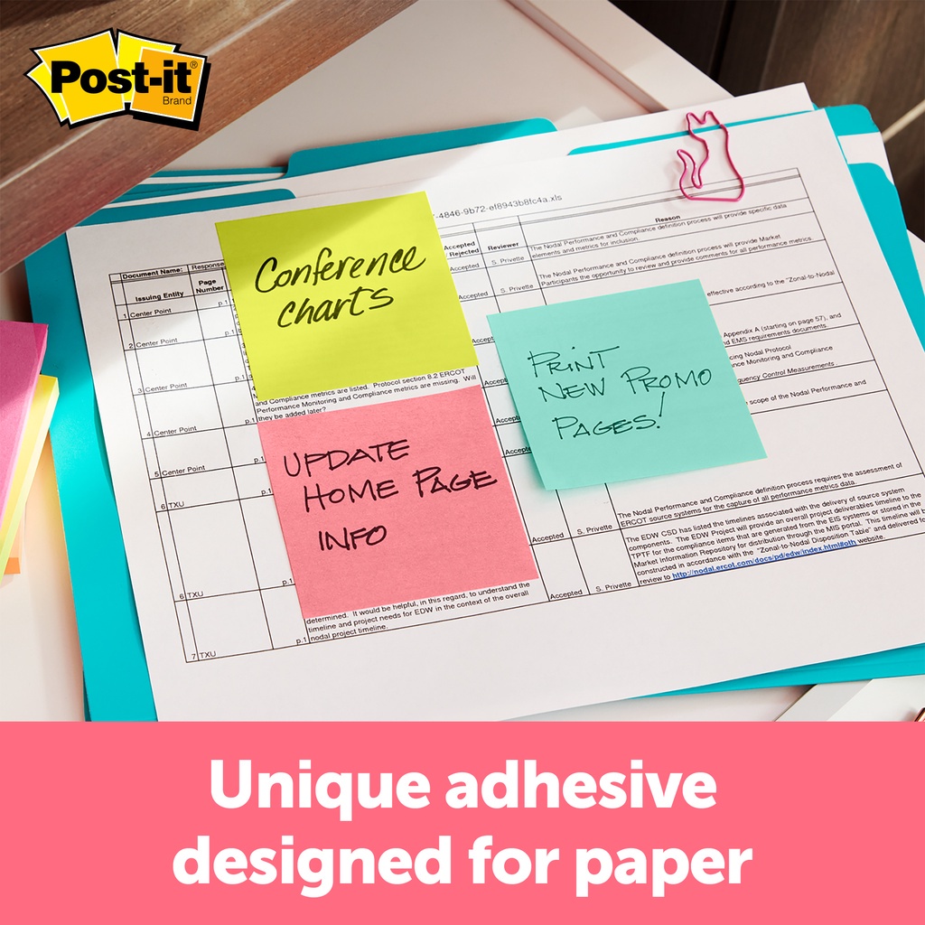 Post-it Notes - Neon/Pastel | 3" x 3" | 3 Pads x 50 Sheets | Cubes 225 ...