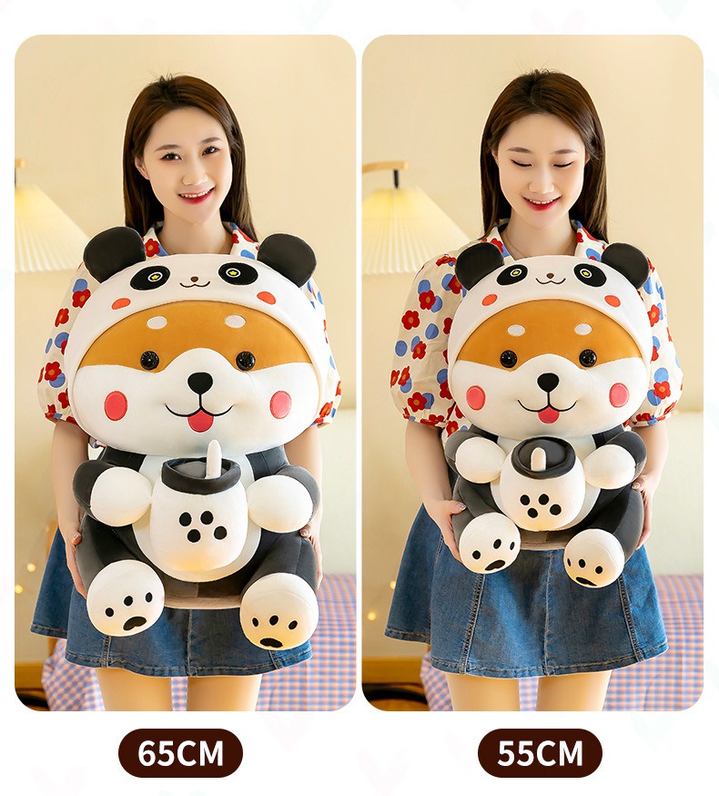 JOJOY Husky Bubble Tea Plush Cutie Dog Anak Patung Boba Plushie Soft ...