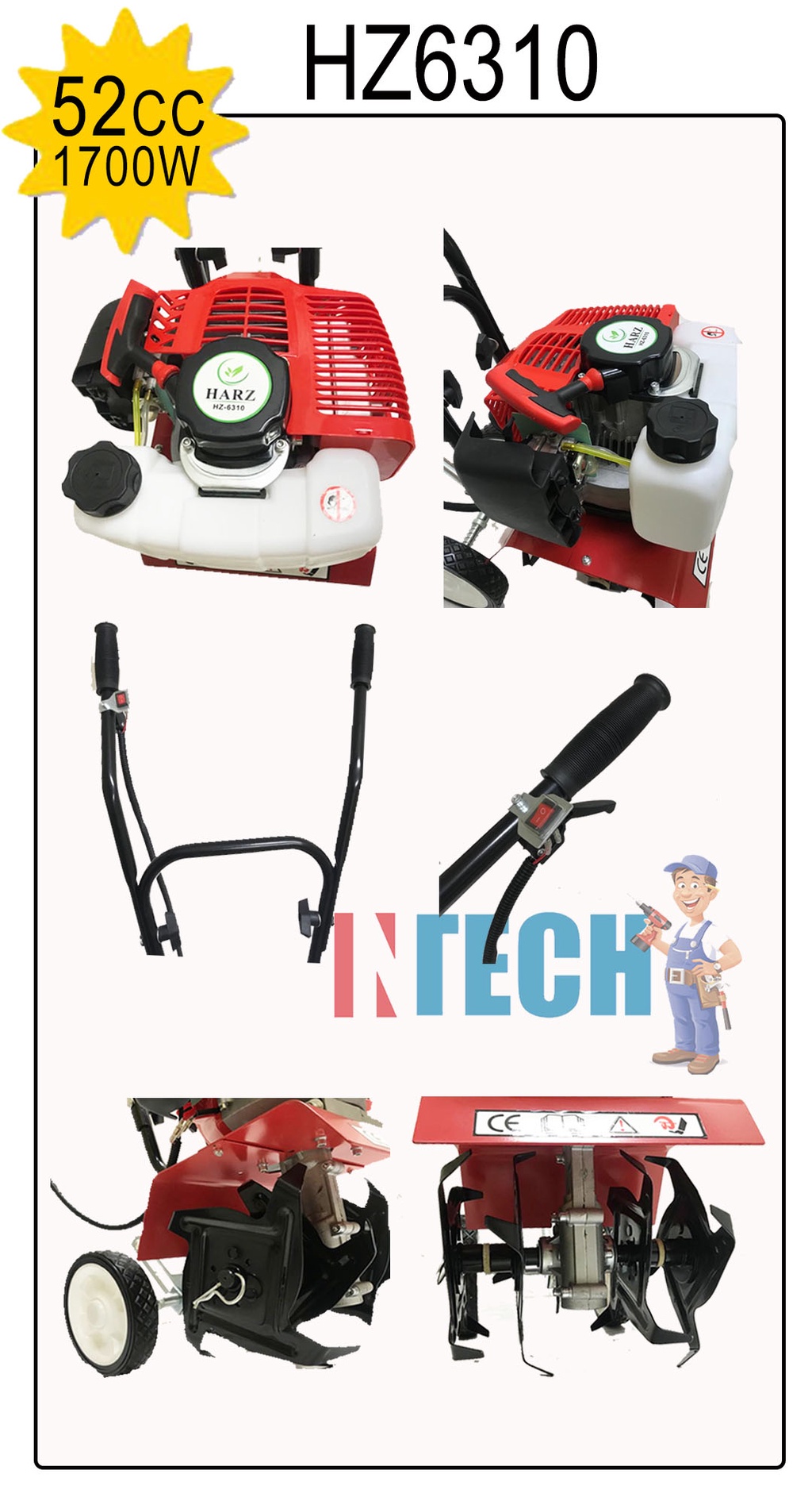 HARZ MINI CULTIVATOR / TILLER C/W HZ-6310 52CC OR HZ-6311 68CC | Shopee Malaysia