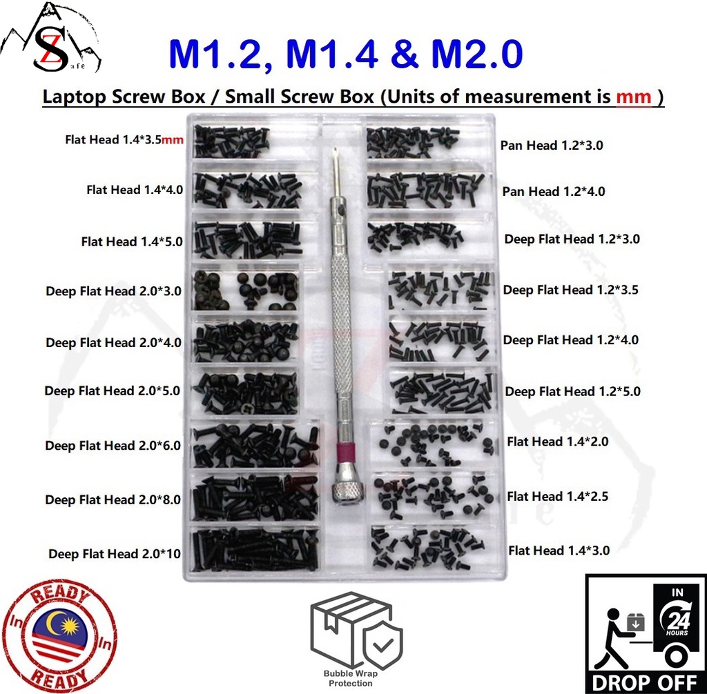 Small Screws Assortment Kit 18 Kinds M1.2/M1.4/M2.0 Tiny Micro Screw ...