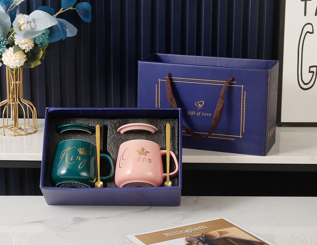 【EONMIR】Crown Creative European Ceramic Mug Couple Cup Coffee Cup Set ...