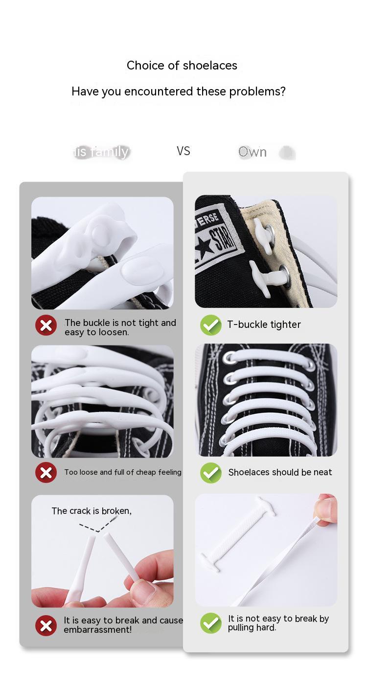T type Lazy Shoelaces Free silicone shoelaces Elastic Silicone shoes ...