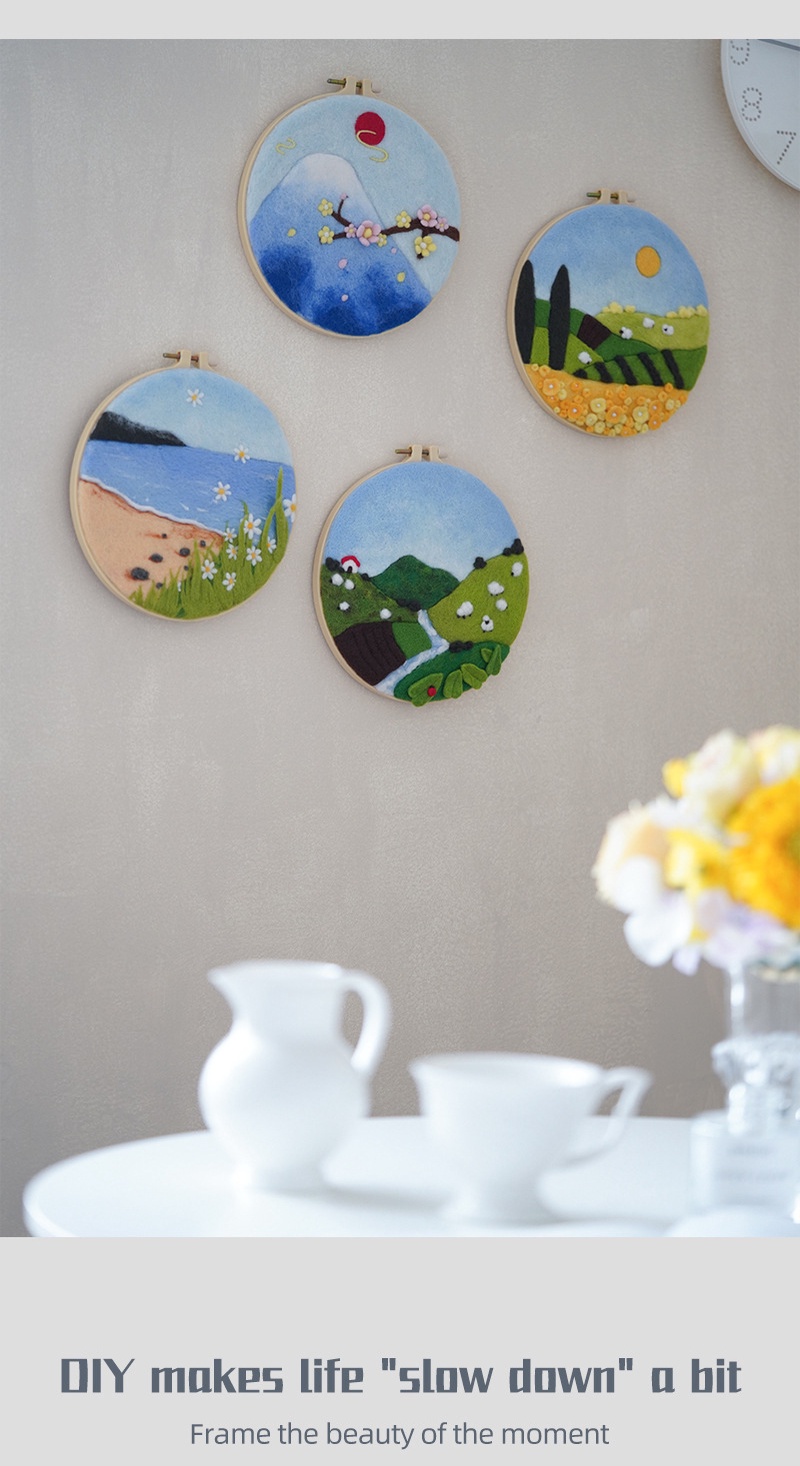 Wool Felt Kit / Needle Felt Kit Embroidery Set / DIY Cross Stitch ...