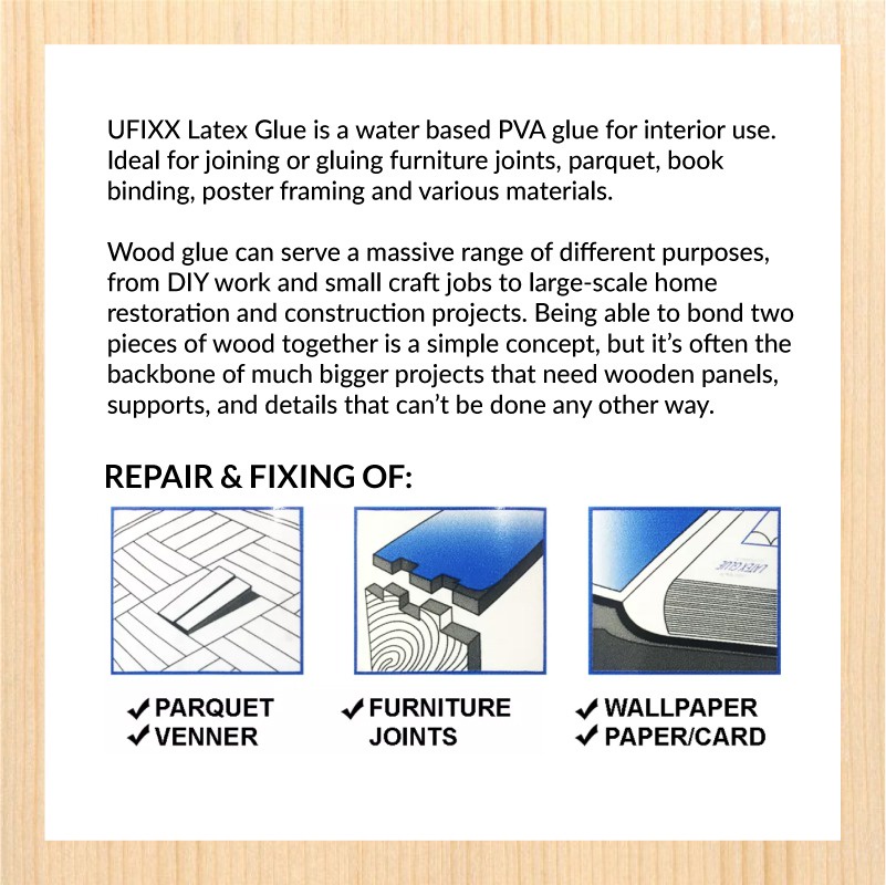 UFIXX Super Strength Latex Glue / Multi-Purpose Water Based PVA Glue ...