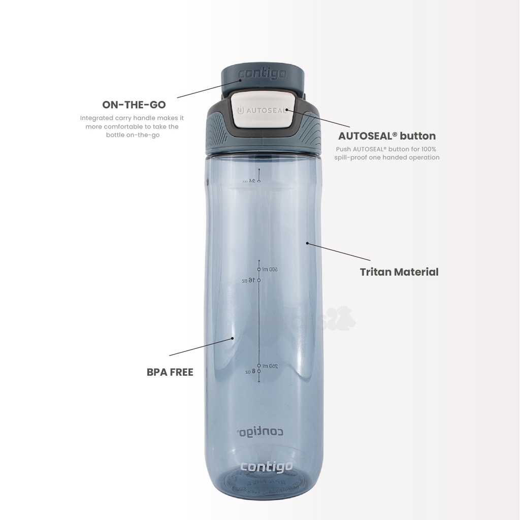 CONTIGO Autoseal 739ml Water Bottle spill-proof with spout cover ...