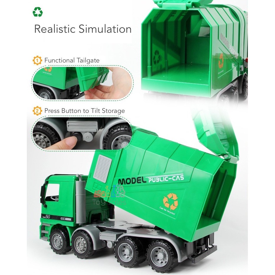 GARBAGE TRUCK TOY [Rubbish Bin Toys BIG Extra Large 1:10 ] Lori Sampah ...