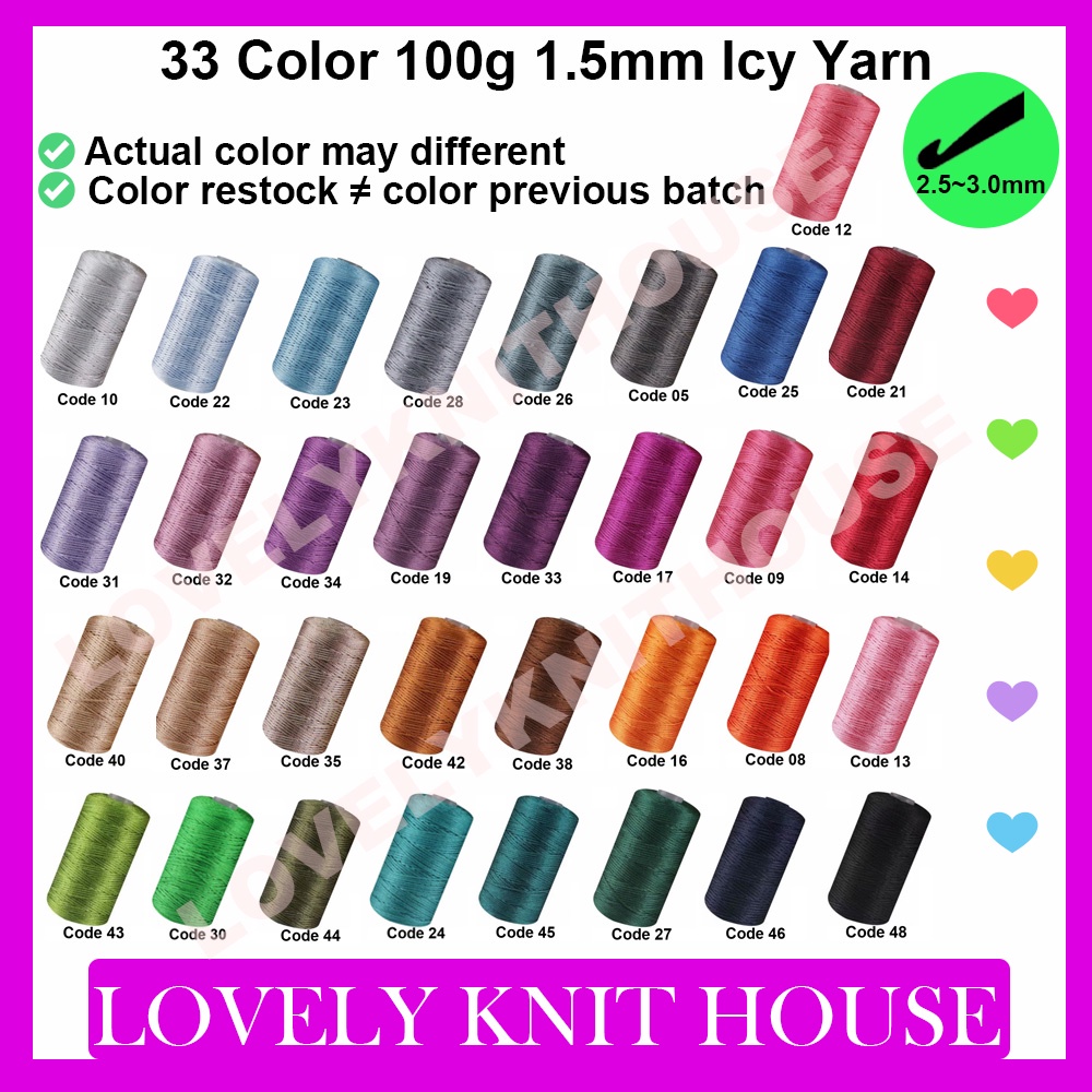 43 Color 1.5mm Icy Yarn 100g Benang Icy 100g/Roll | Shopee Malaysia