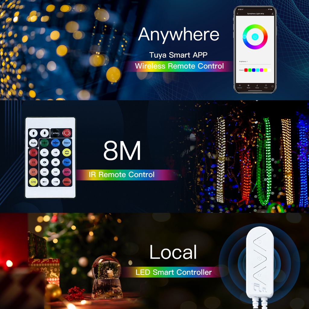 MOES WIFI Smart LED Light Strip chirstmas gift TUYA 5050 RGBWW Music ...