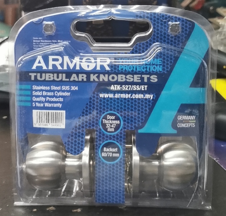YLK ARMOR Tubular Knob Lock ATL-527 SS Cylinder lock set - Lock Pintu ...