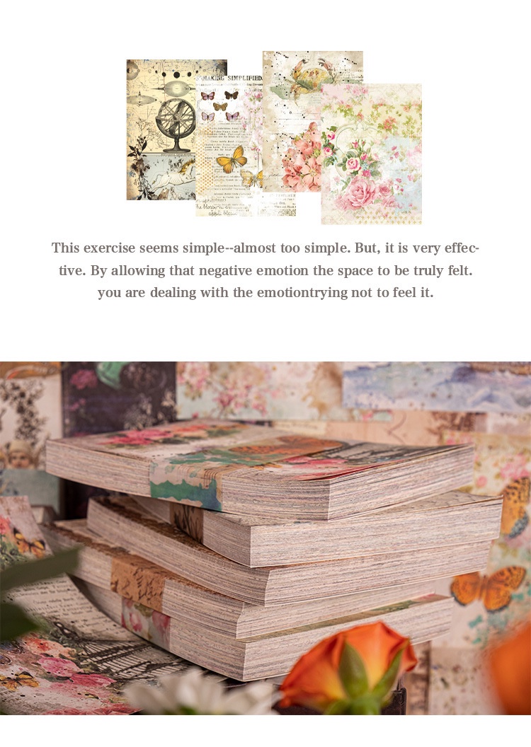 JIANWU 100 Sheets Literary Retro Journal Material Paper No-stickiness ...